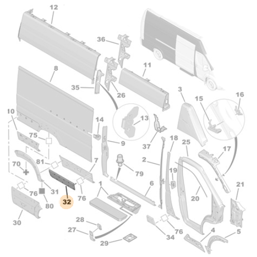 Genuine Right Sliding Doors Moulding - Citroen Relay III -2017 | 8547Z0 ...