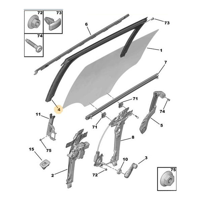 Genuine Rear Window Guides - Peugeot 2008 2016-2019 | 9811337680