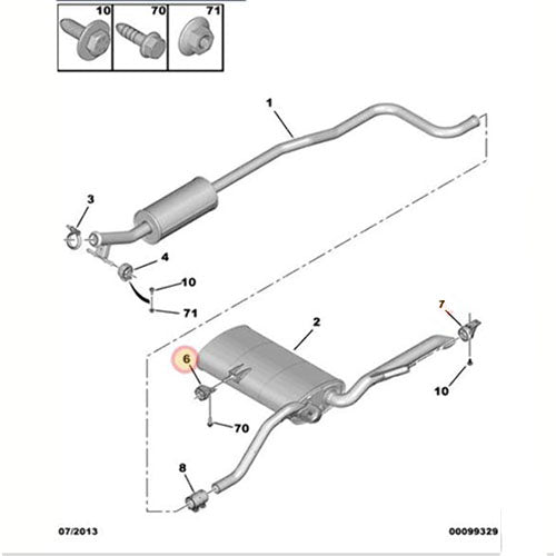 Genuine Peugeot Rear Exhaust Mounts - Peugeot 308 2013-2020 ...