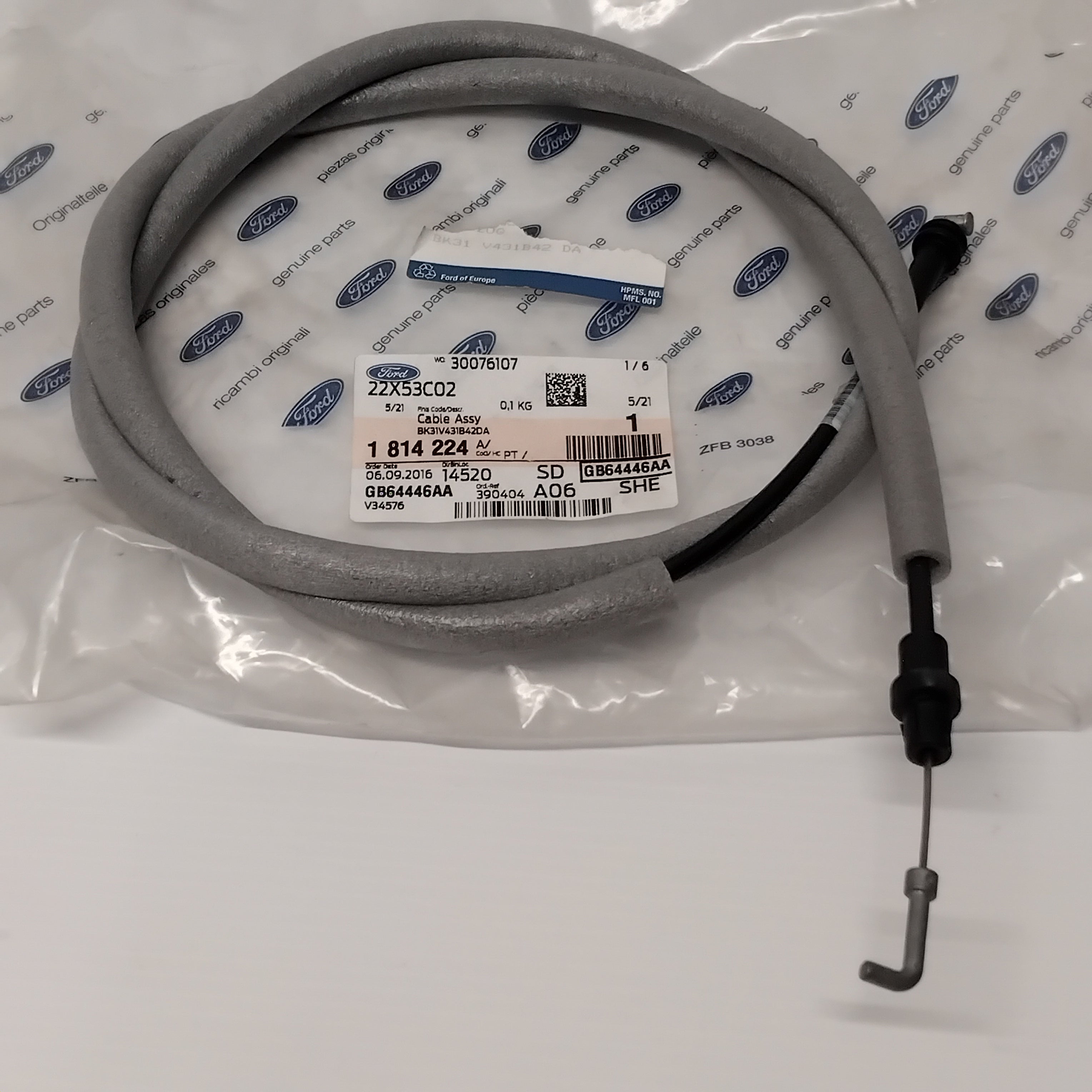 Genuine Back Door Upper Left Lock Cable - Ford Transit 2014- High Roof